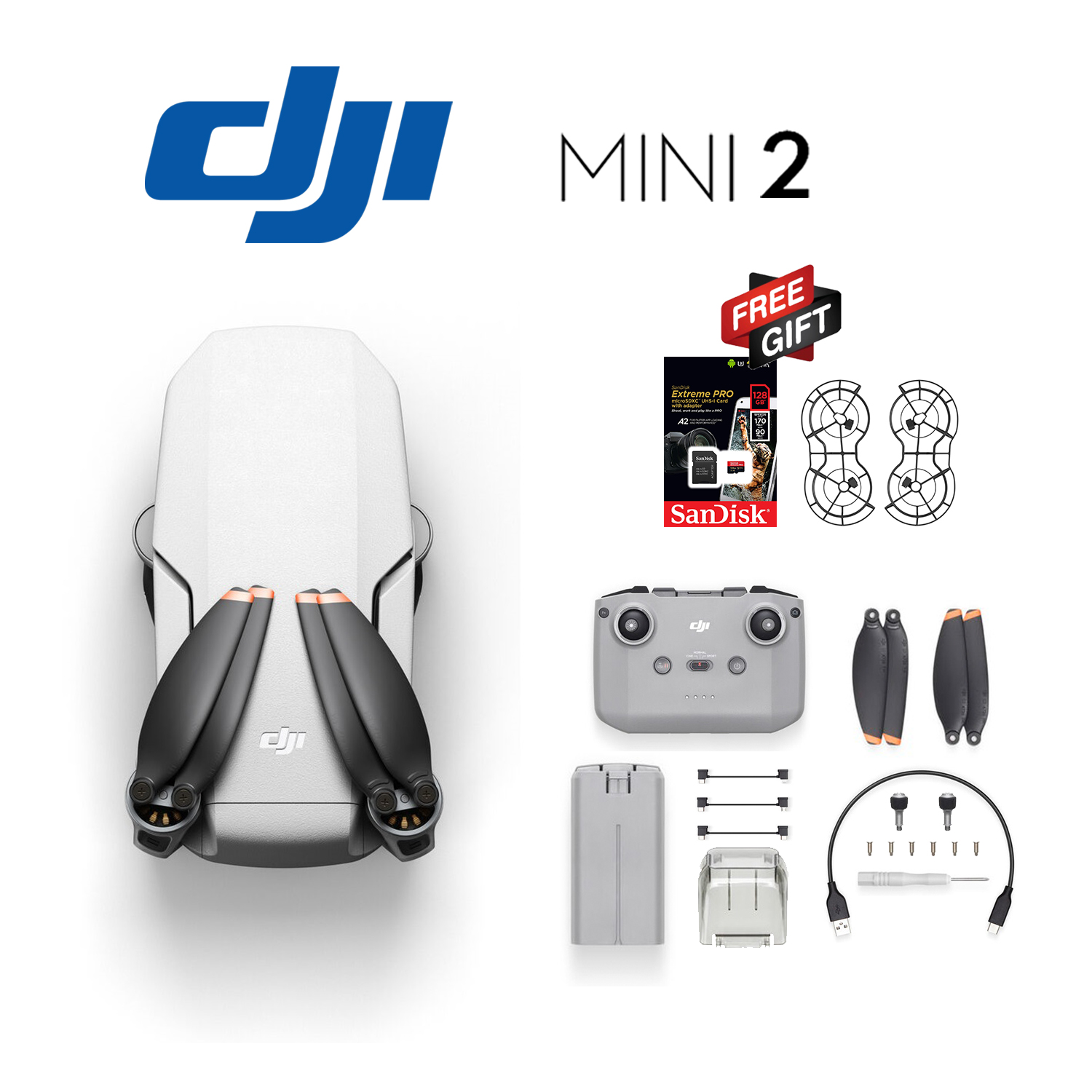 DJI Mini 2 Drone + Card + Guard - Mega City