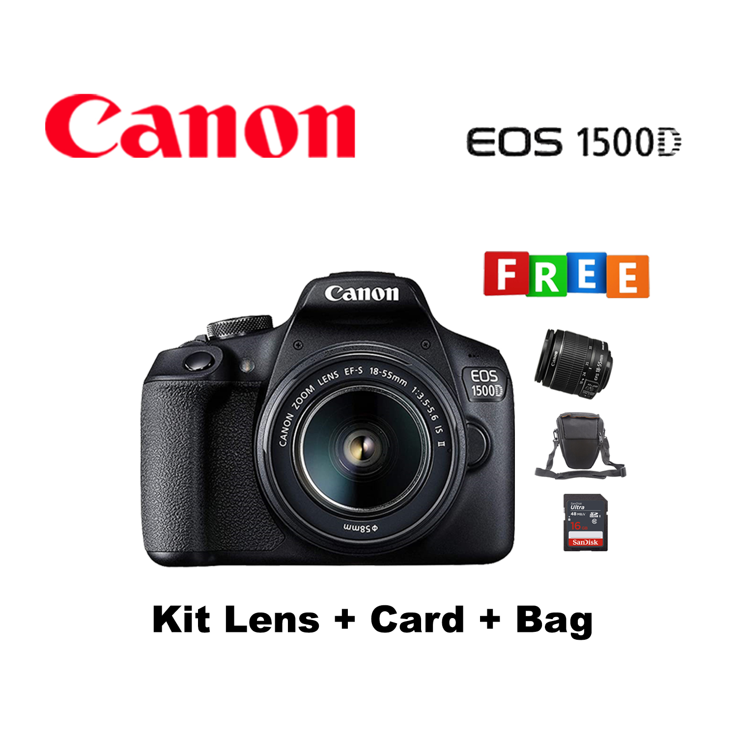 Canon EOS 1500D DSLR Camera Kit lens Card + Bag - Mega City