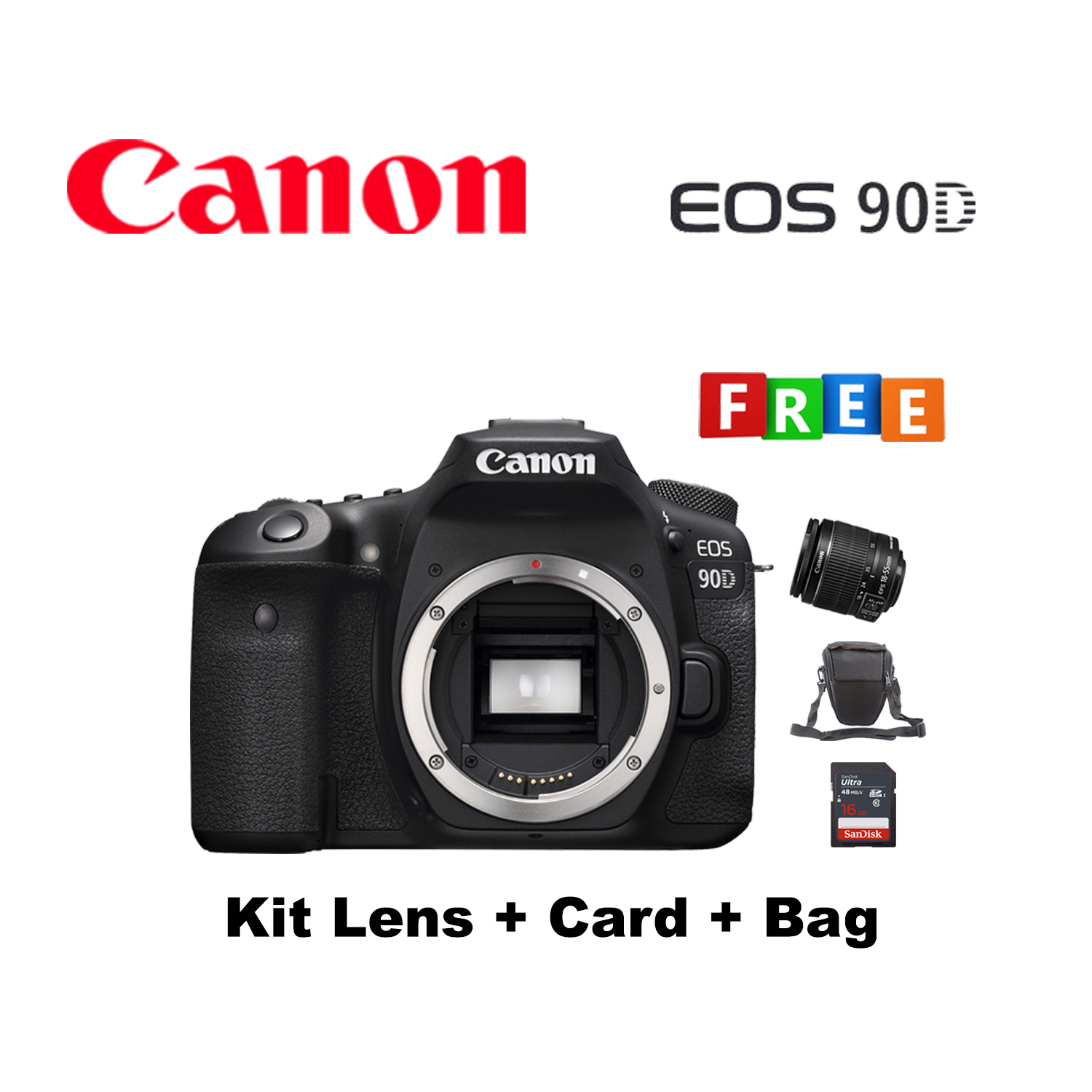 Canon EOS 90D DSLR Camera Kit lens Card + Bag - Mega City