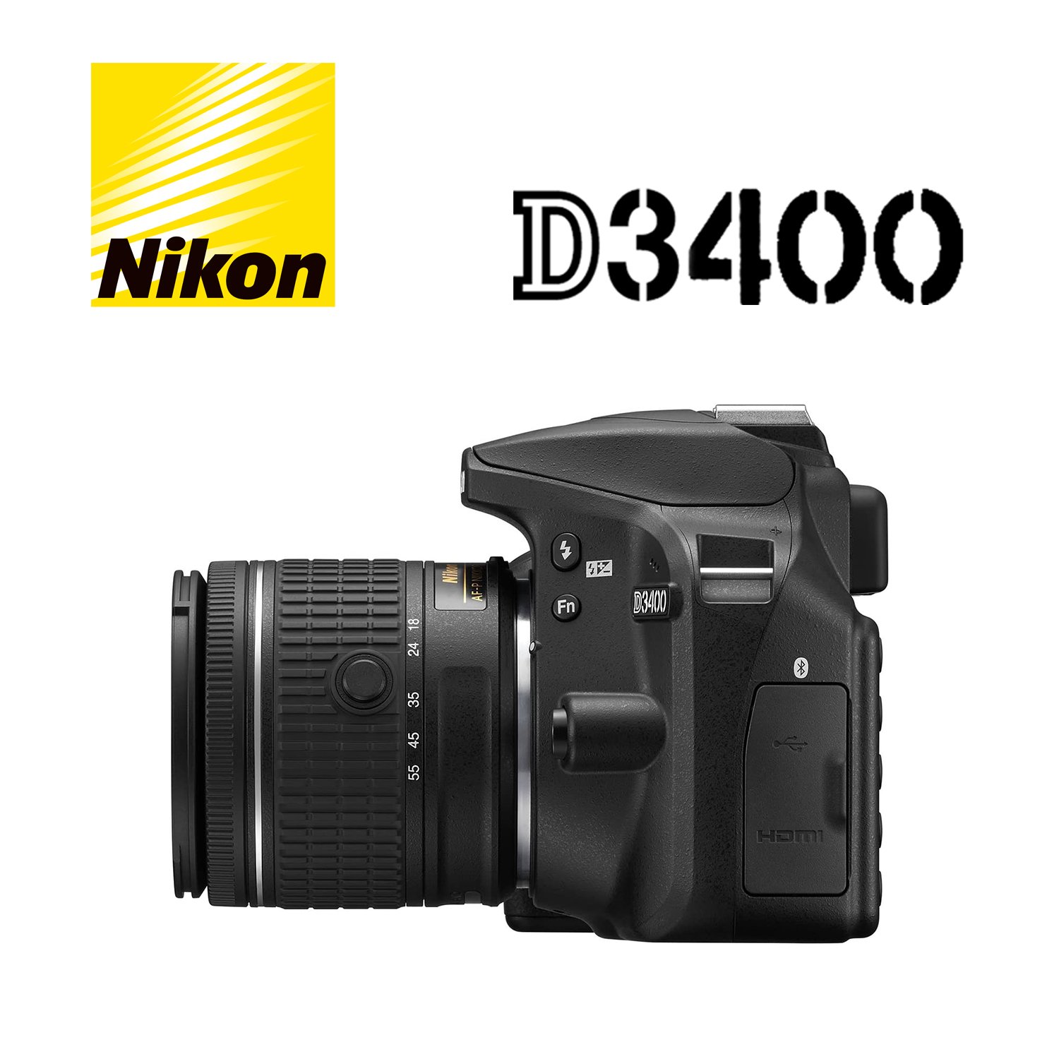 Nikon D3400 Kit lens + Zoom Lens + Card + Bag +Hood + Protector ...